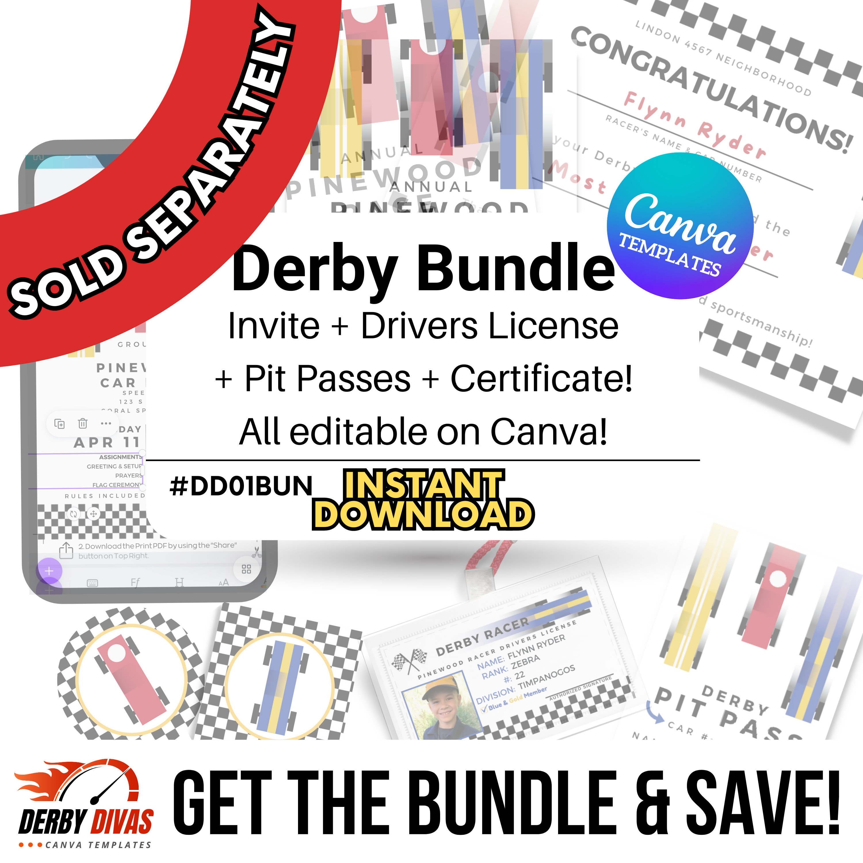 Editable Drivers License Pinewood Race Car Derby! Race Car Party ...