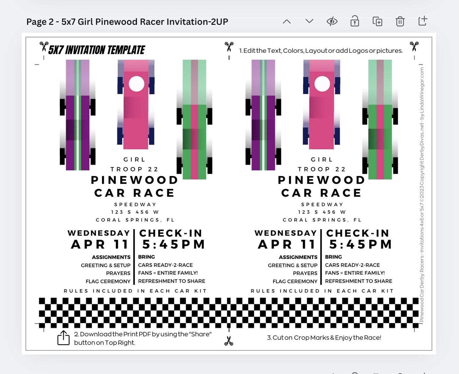 Editable Pinewood Race Car Derby Invitation! Race Car Party | Derby ...