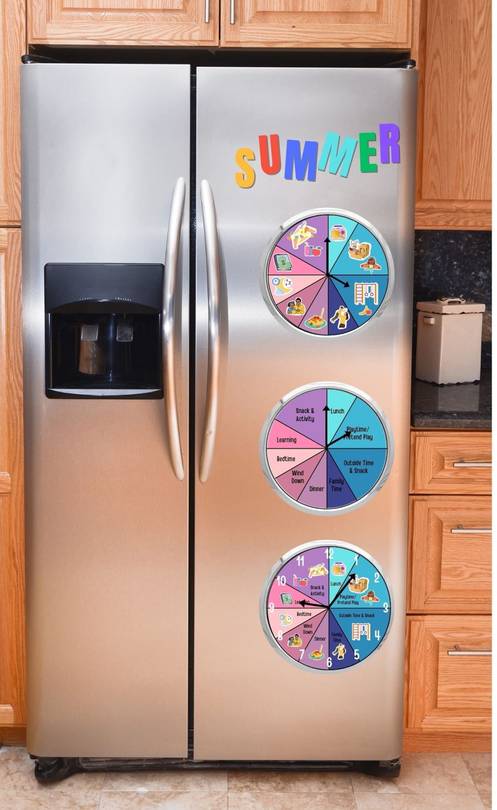 Digital Editable Summer Clock Schedule Template | Printable 8" Clock ...