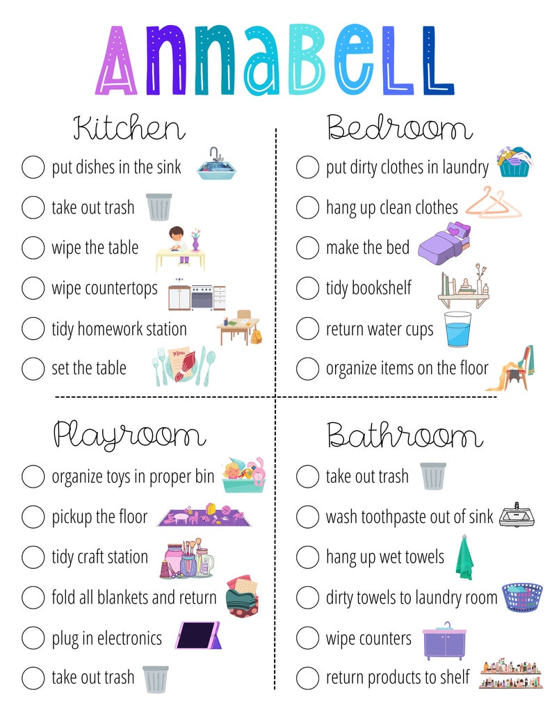 Customizable and Editable Summer Chore Chart for Kids | Digital ...