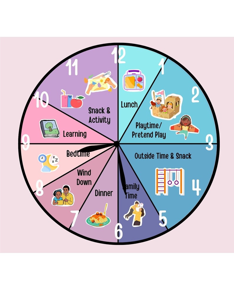 Digital Editable Summer Clock Schedule Template | Printable 8" Clock ...
