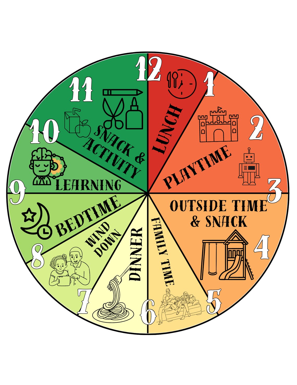 Customizable 8" Summer Clock Template | Editable Schedule for Kids of ...