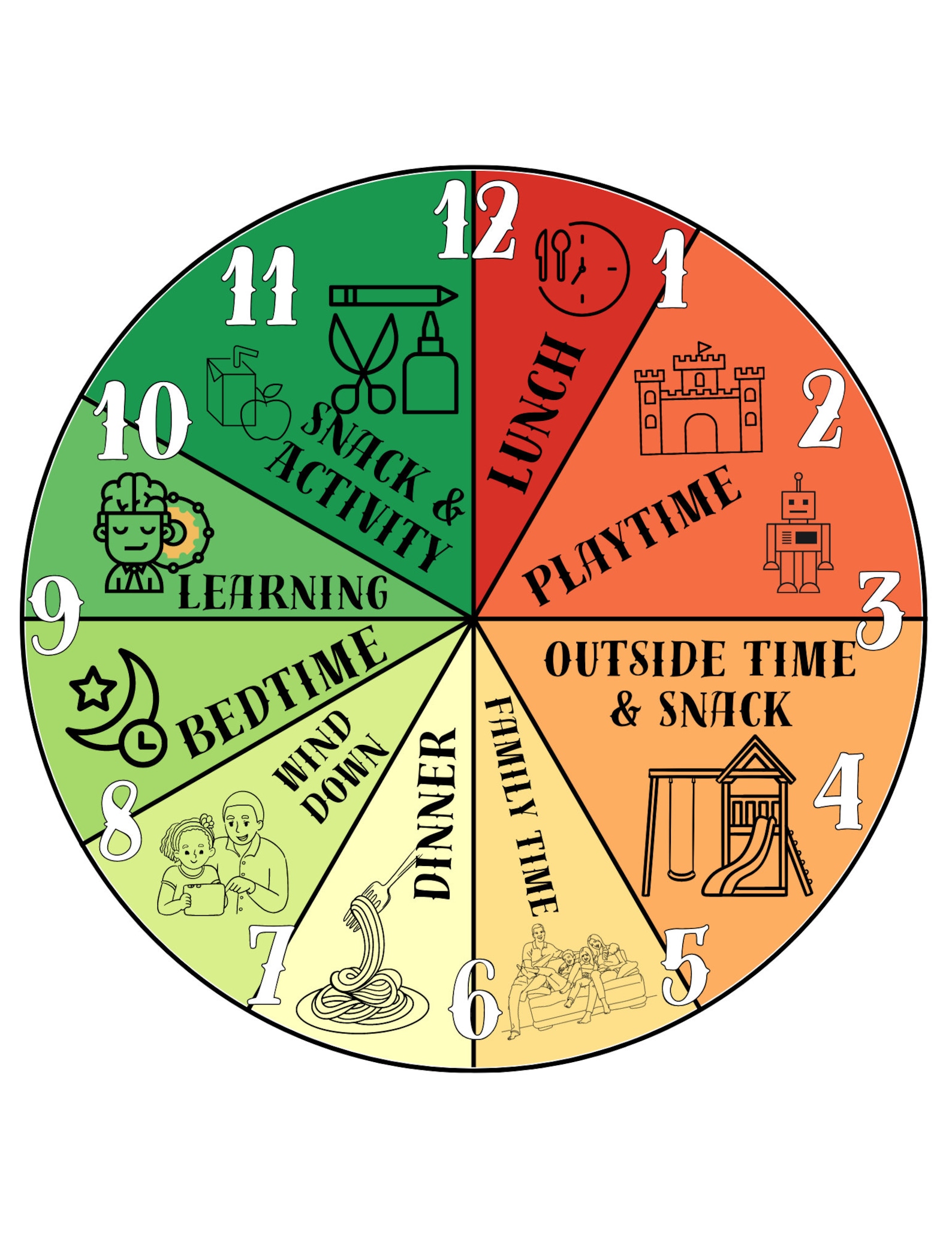 Customizable 8" Summer Clock Template | Editable Schedule for Kids of ...