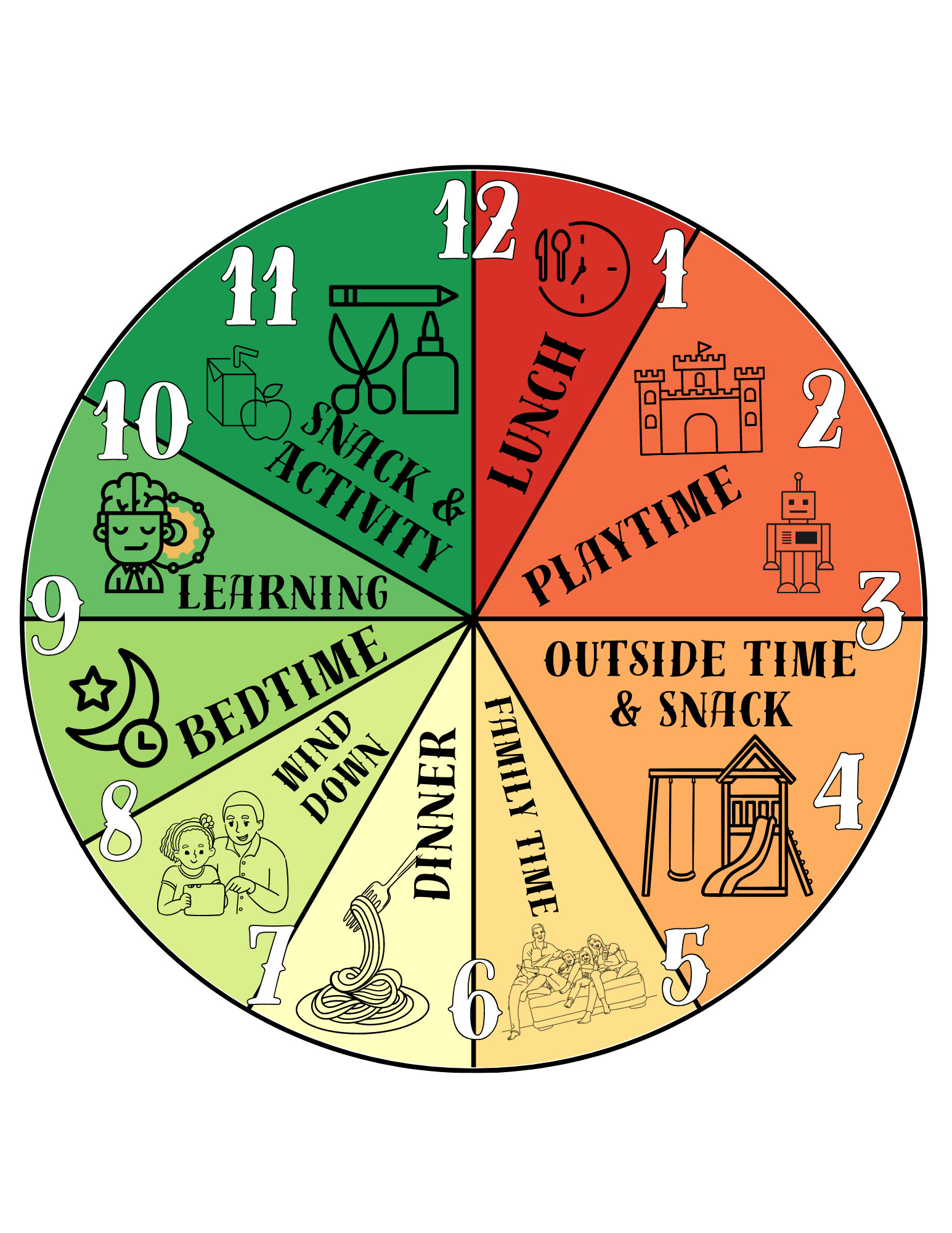 Customizable 8" Summer Clock Template | Editable Schedule for Kids of ...