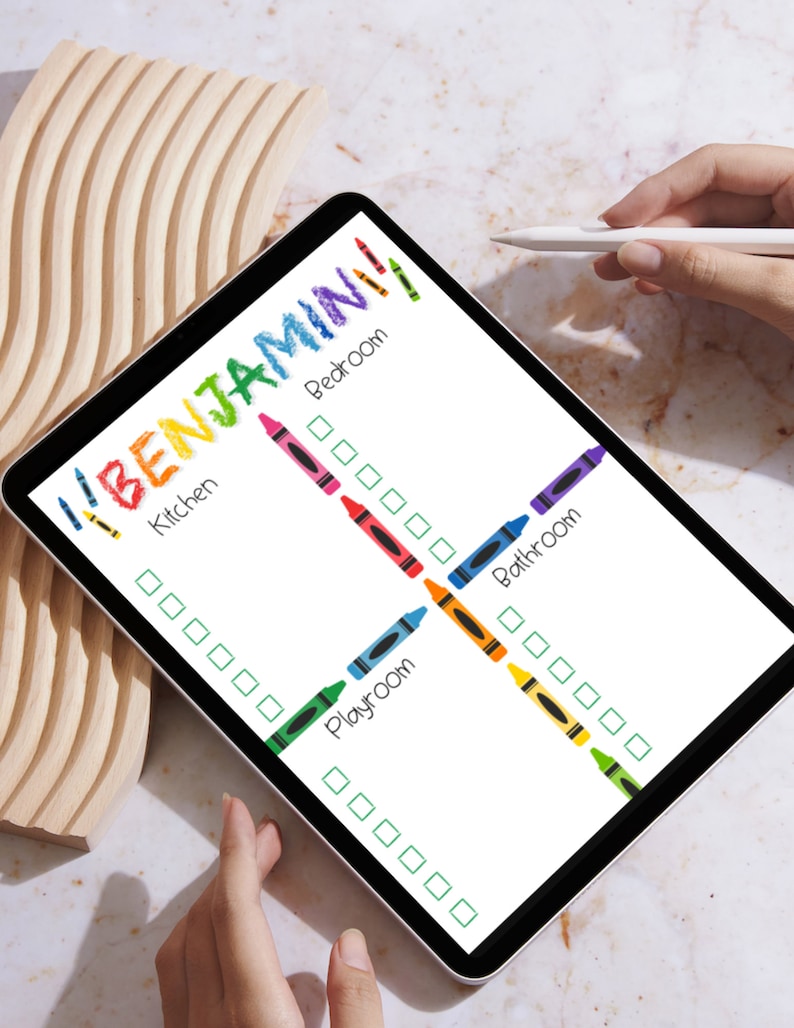 Summer Chore Chart for Kids | Crayon Design | by Room Chores - Etsy