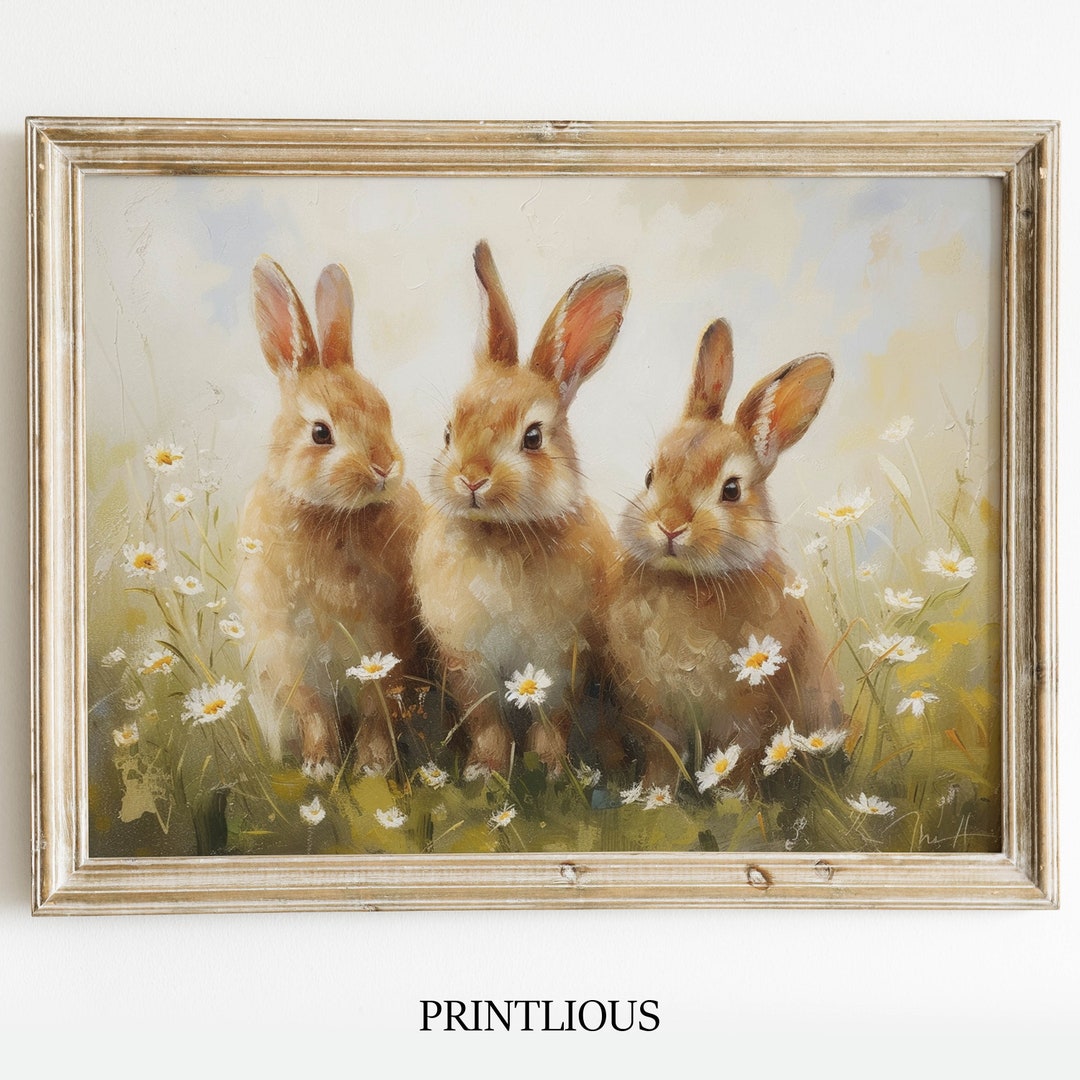 Cute Spring Bunny Rabbits Printable Easter Wall Art Easter Print Bunny ...