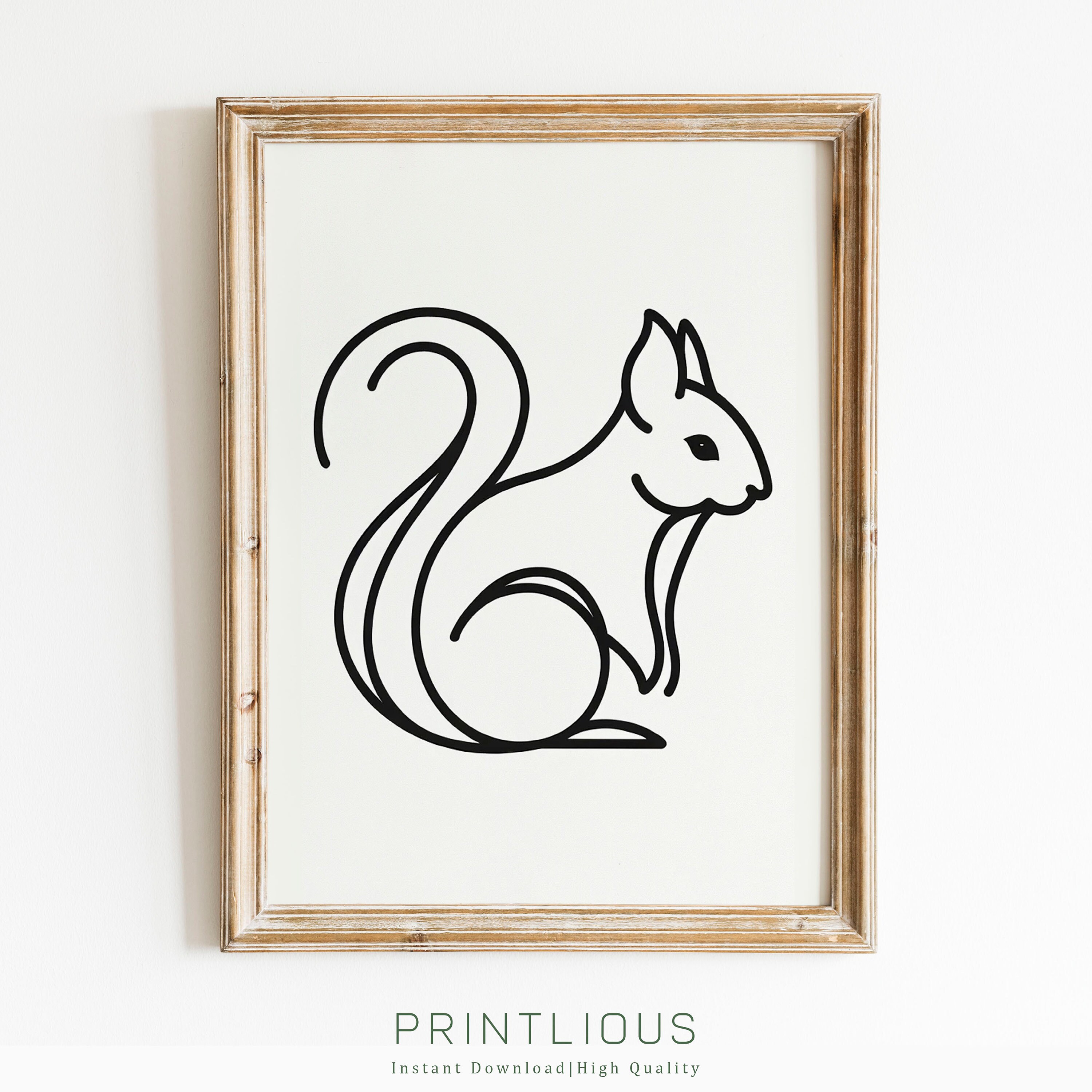 Minimalist Squirrel Illustration Chic and Simple Home Decor - Etsy