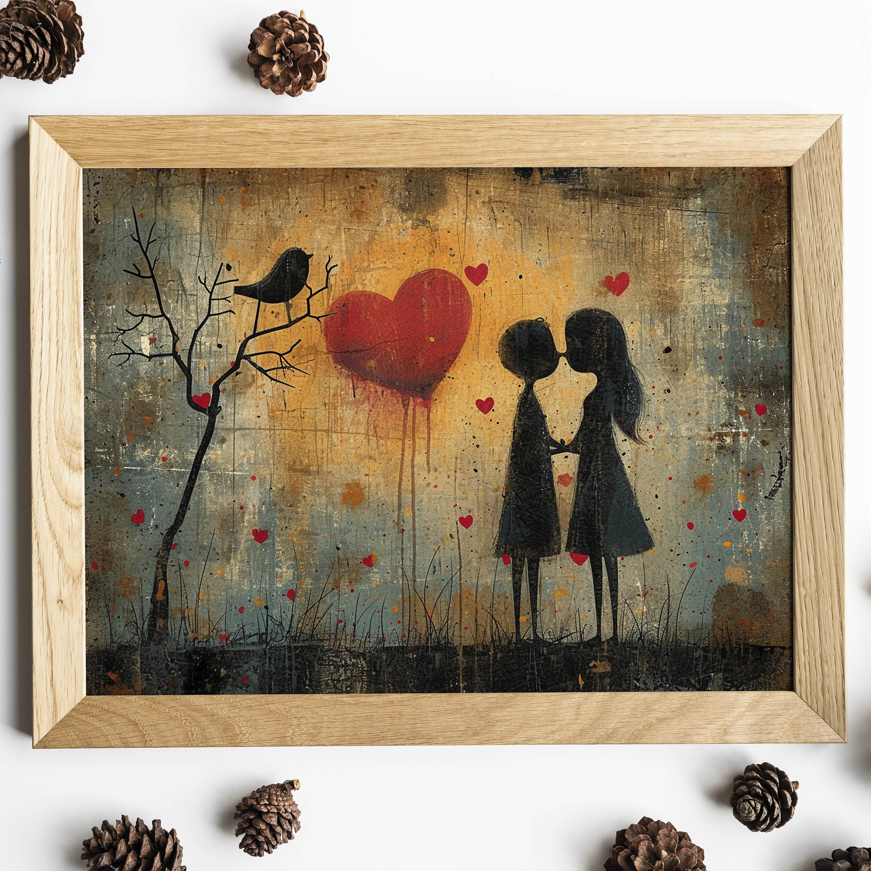 Romantic Couple Art Valentines Day Print Couple Art Valentines Day ...