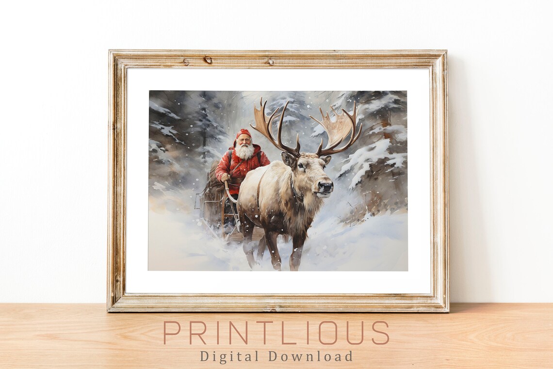 Vintage Christmas Santa Print Christmas Santa Claus With a - Etsy