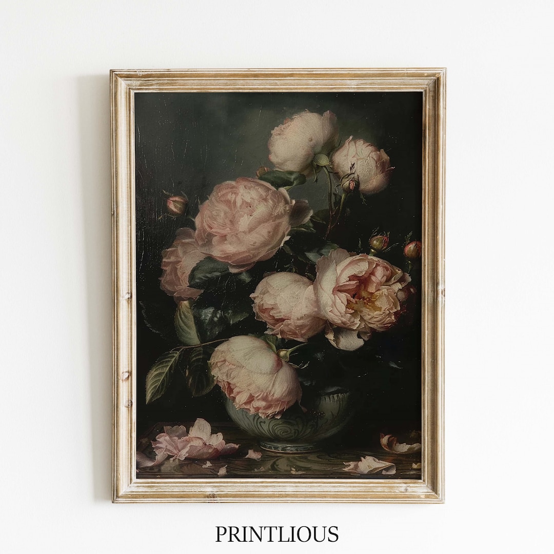Moody Vintage Flower Print Moody Spring Wall Art Moody Spring Print ...
