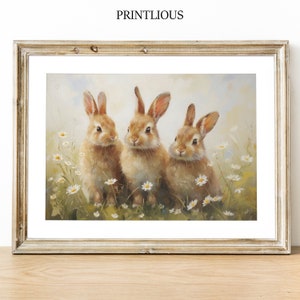 Cute Spring Bunny Rabbits Printable Easter Wall Art Easter Print Bunny ...