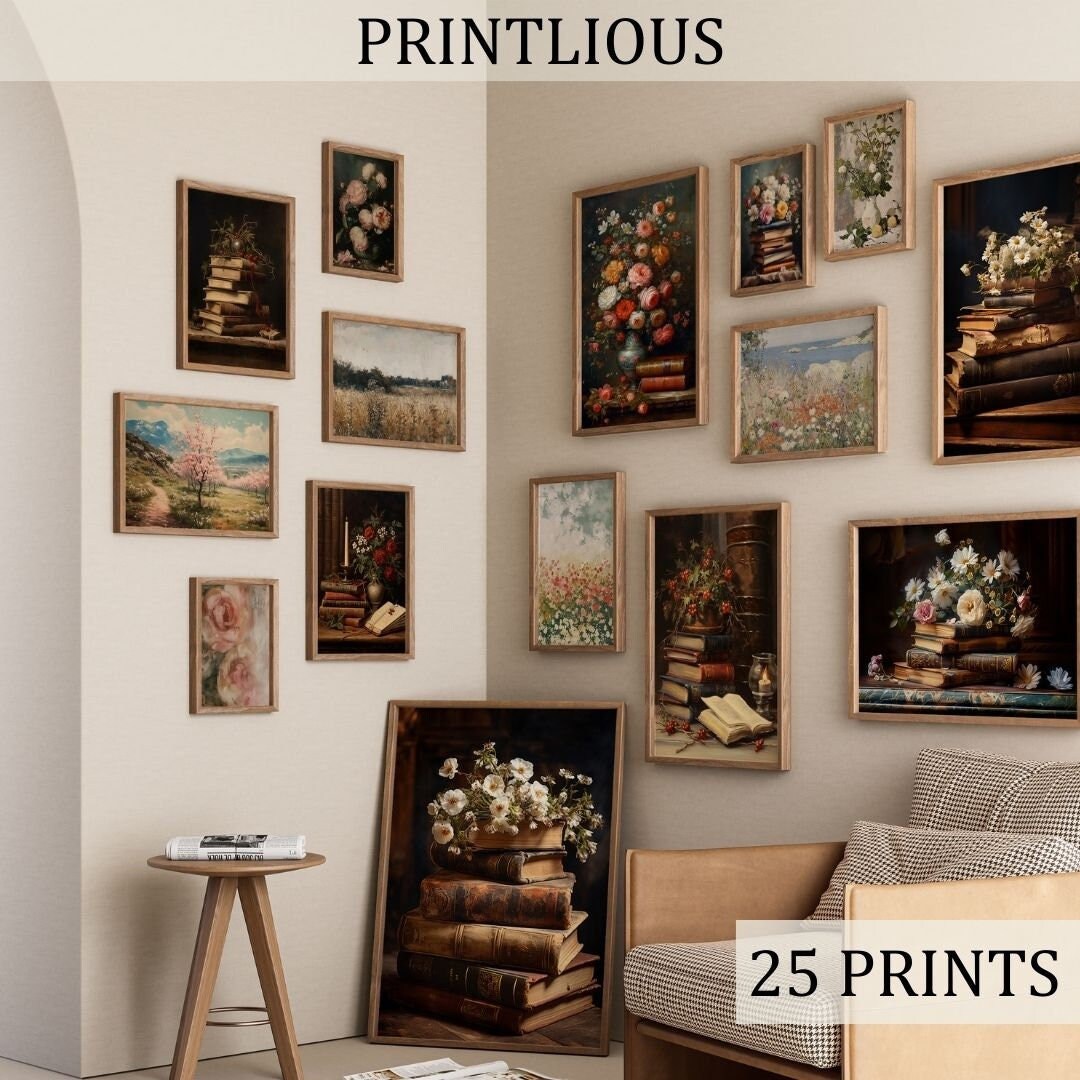 Printable Vintage Wildflower Print Set of 25 Spring Prints Dark ...