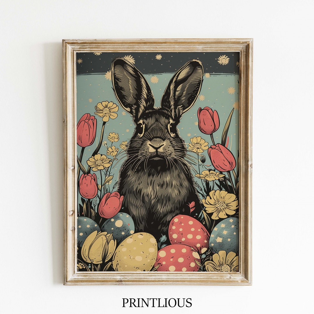 Easter Bunny Printable Wall Art Spring Bunny Rabbit Print Printable ...