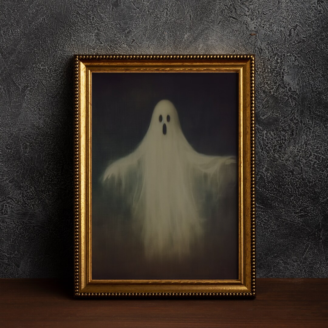 Little Dark Ghost Digital Print , Printable Halloween Vintage Ghost ...