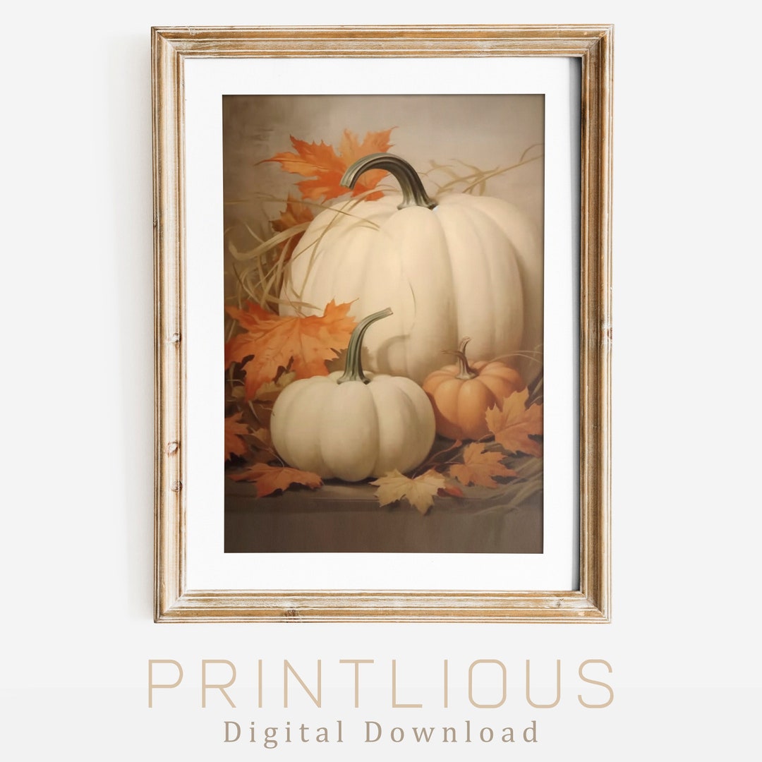 Pumpkin Fall Wall Decor Printable , Pumpkin Watercolour Painting ...