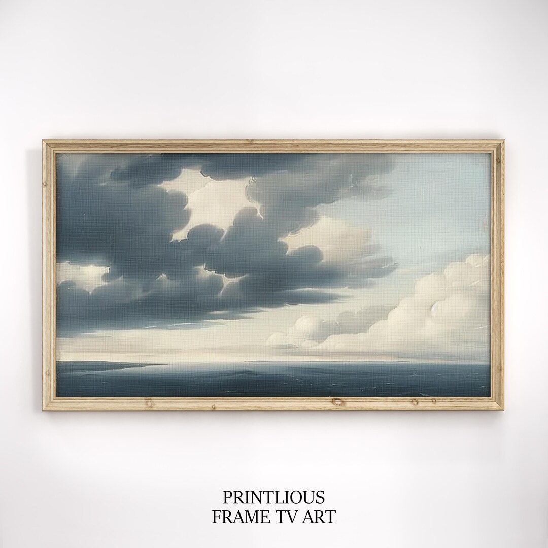 Frame Tv Navy Blue Wall Art Ocean Horizon Frame Tv Art Vintage Seascape ...