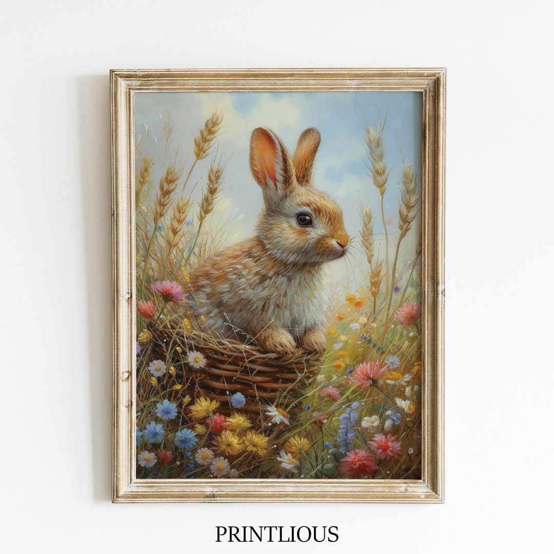 Easter Bunny Art Print Spring Bunny Rabbits Cute Easter Bunny Printable ...