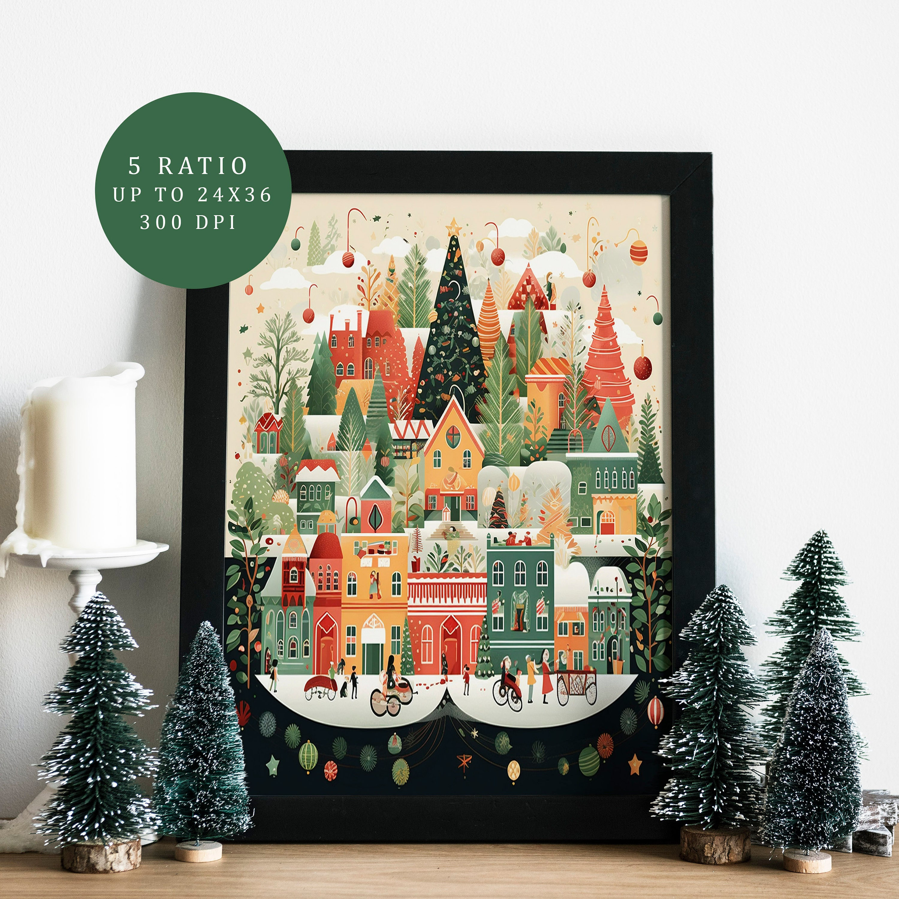 Christmas Wall Art Printable , Christmas Art Print , Christmas Tree ...