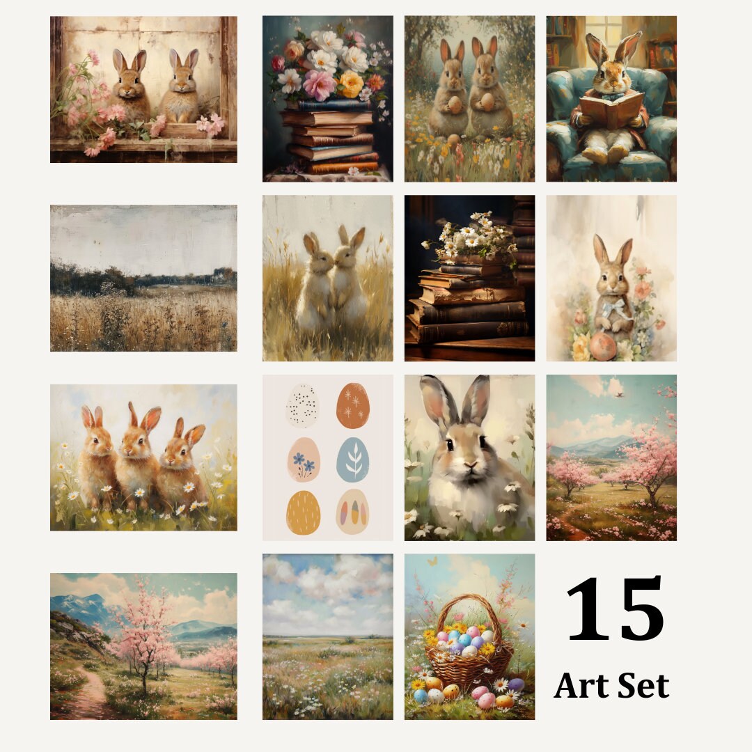 Vintage Spring and Easter Wall Art Set of 15 Prints Easter Printable ...