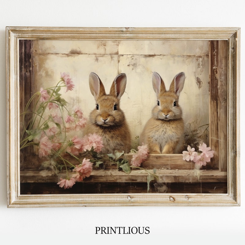 Vintage Bunny Print - Etsy