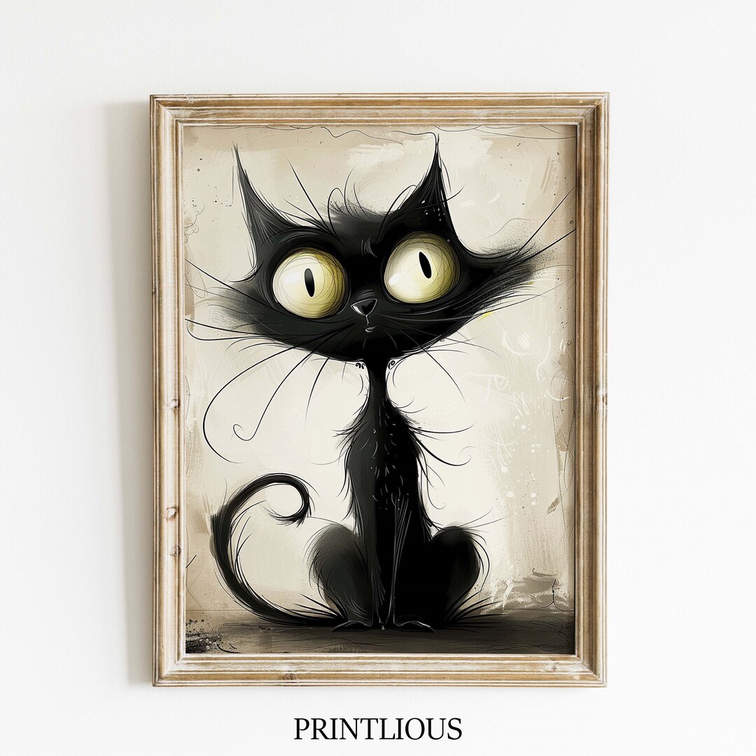 Printable Cute Cat Print Cat Art Print Cozy Cat Poster Cat Printable ...