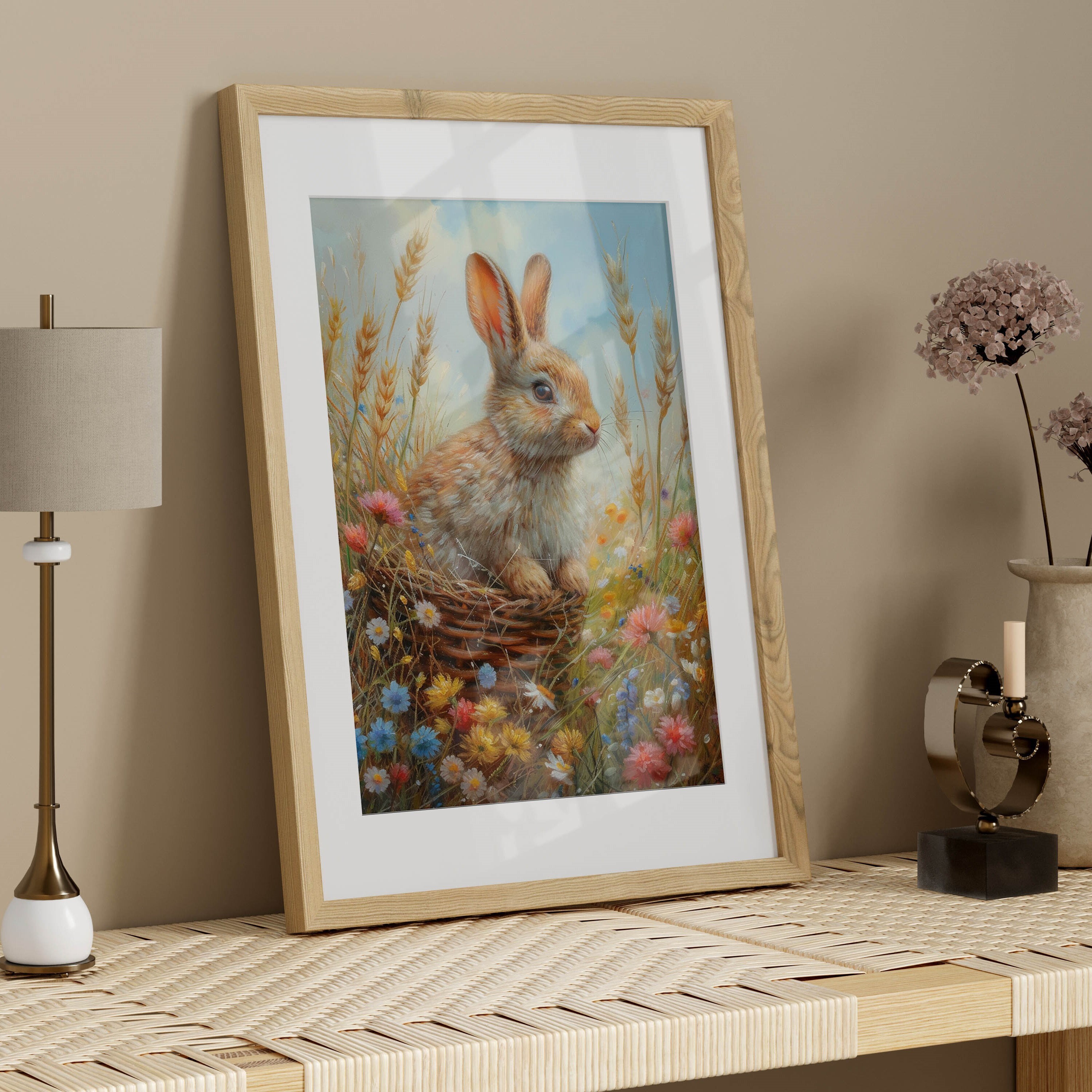 Easter Bunny Art Print Spring Bunny Rabbits Cute Easter Bunny Printable ...
