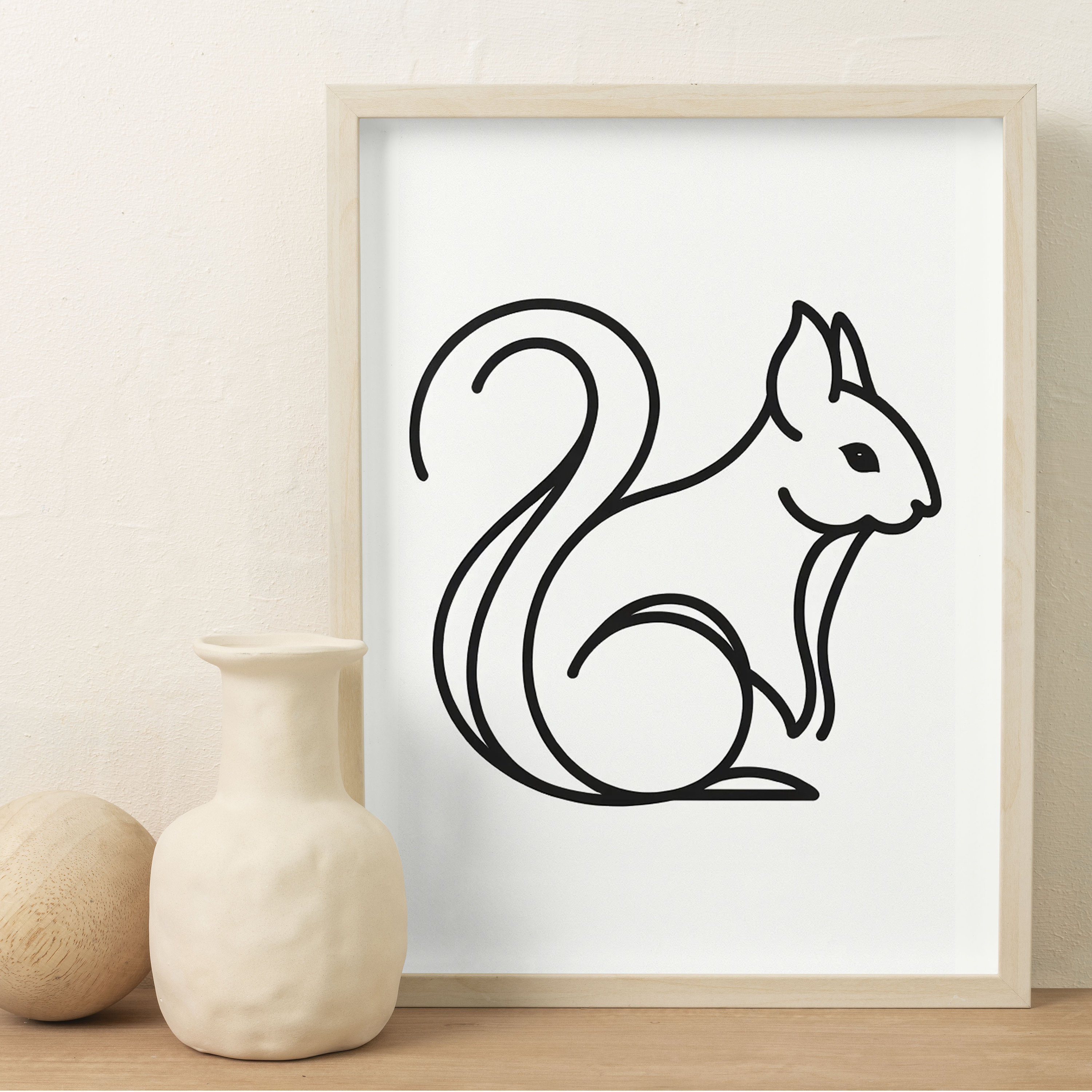 Minimalist Squirrel Illustration Chic and Simple Home Decor - Etsy