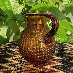 Rare Vtg 60s Clevenger Bros Handbown Amber Hobnob Glass | USA Glass ...