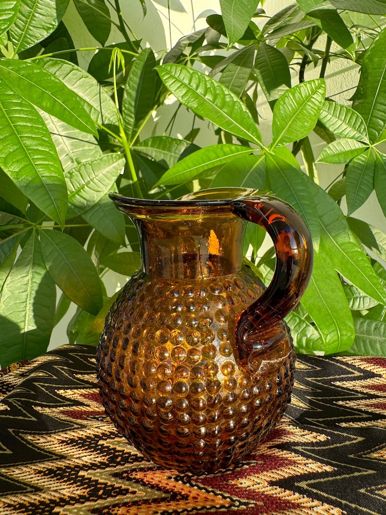 Rare Vtg 60s Clevenger Bros Handbown Amber Hobnob Glass | USA Glass ...