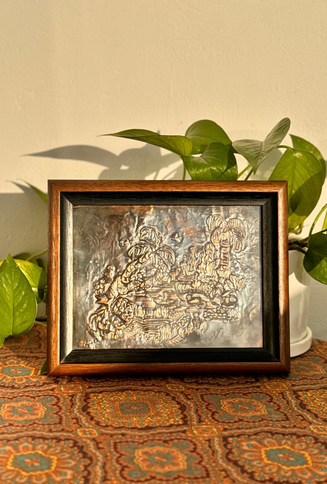 Vintage Hammered Copper Palm Tree Art - Framed 3D Landscape - Etsy