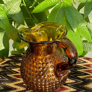 Rare Vtg 60s Clevenger Bros Handbown Amber Hobnob Glass | USA Glass ...