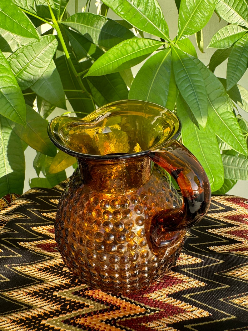 Rare Vtg 60s Clevenger Bros Handbown Amber Hobnob Glass | USA Glass ...