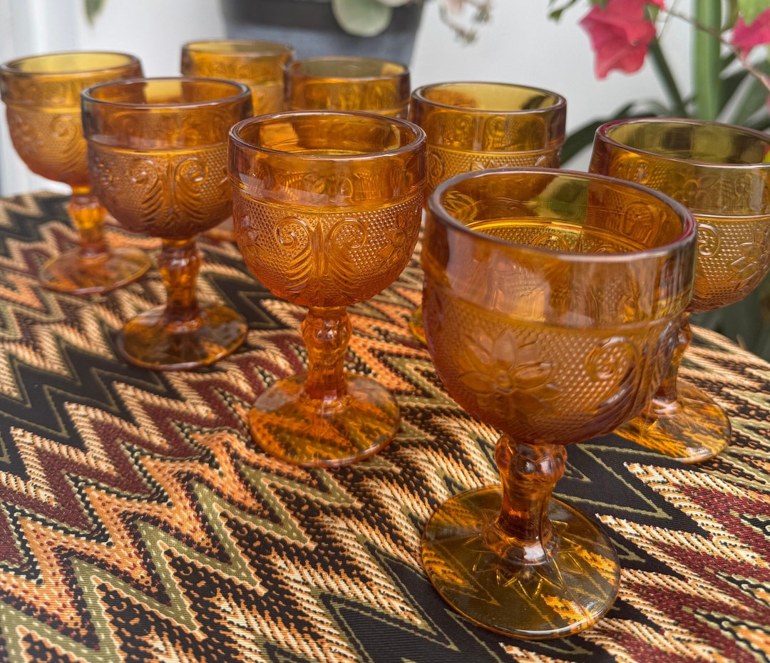 Set of 4 Vintage Tiara Amber Glassware Cordial Glass Shot - Etsy