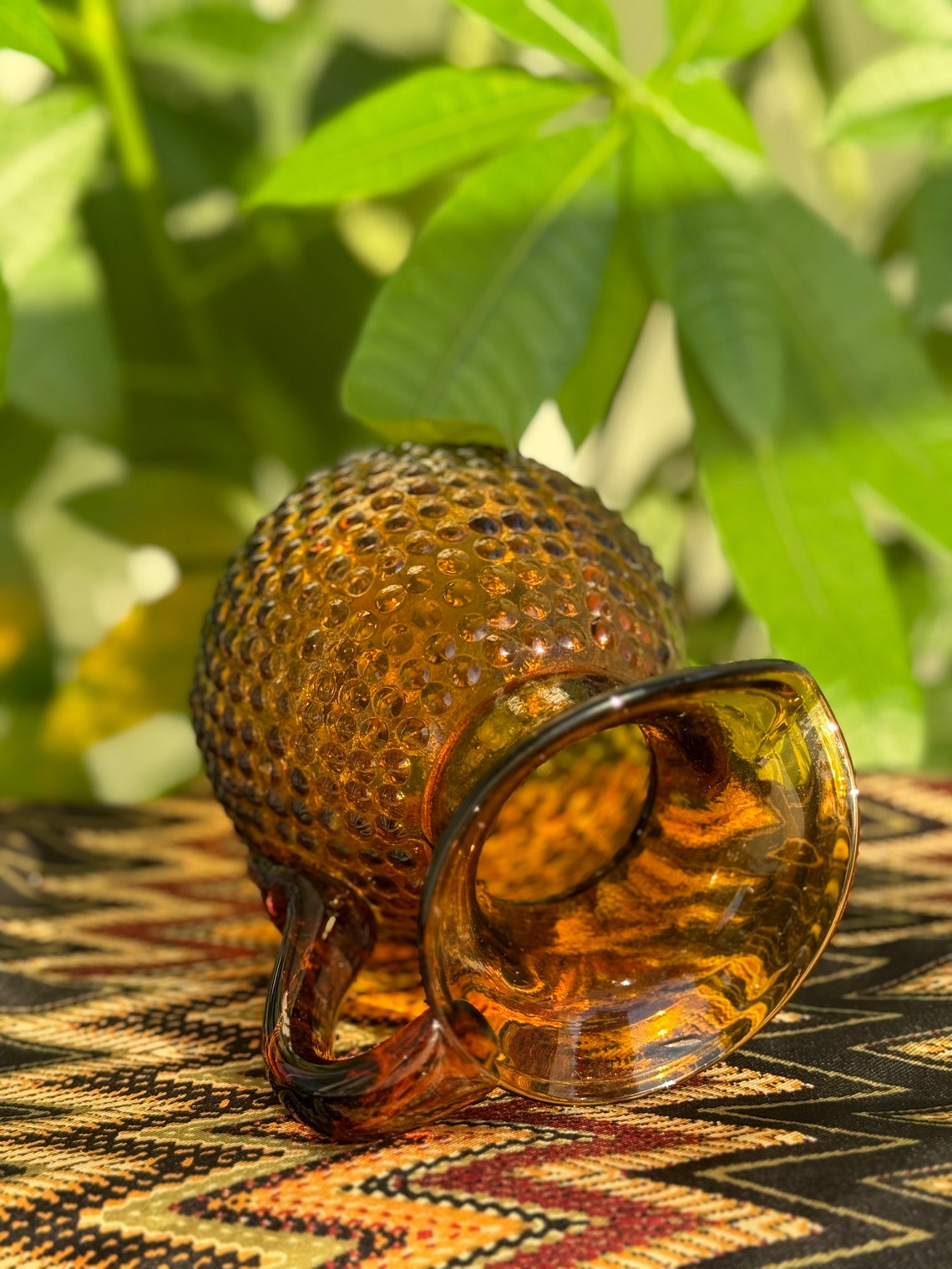Rare Vtg 60s Clevenger Bros Handbown Amber Hobnob Glass | USA Glass ...