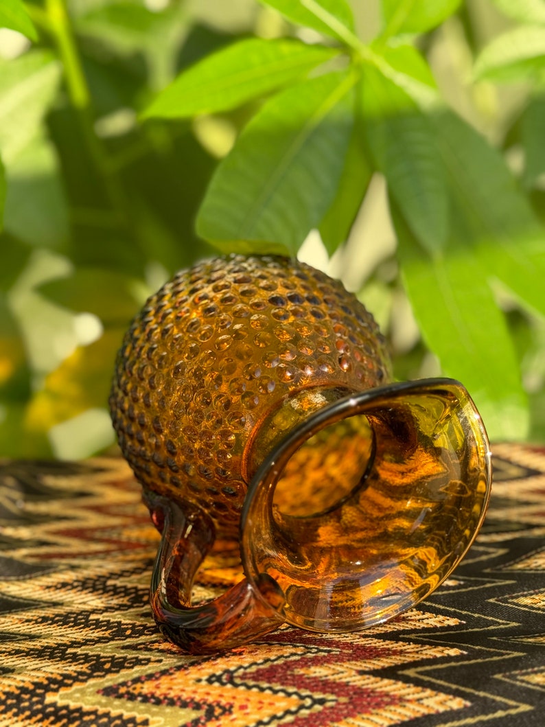 Rare Vtg 60s Clevenger Bros Handbown Amber Hobnob Glass | USA Glass ...