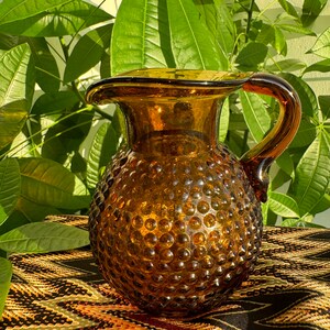 Rare Vtg 60s Clevenger Bros Handbown Amber Hobnob Glass | USA Glass ...