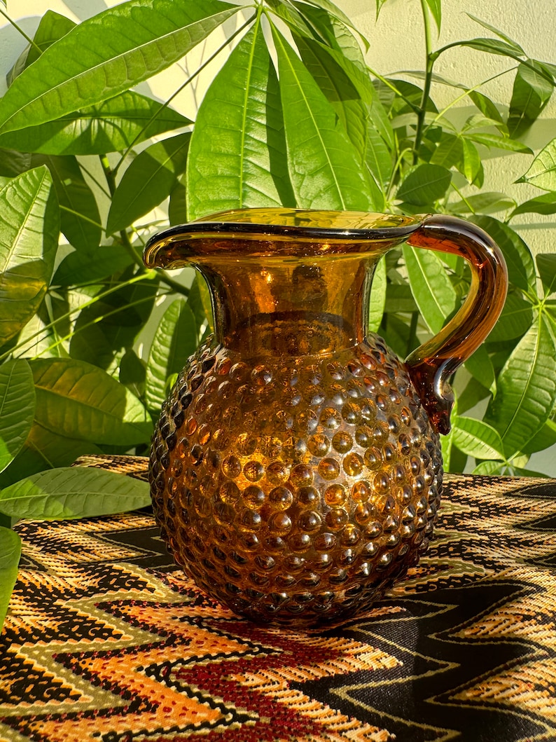 Rare Vtg 60s Clevenger Bros Handbown Amber Hobnob Glass | USA Glass ...