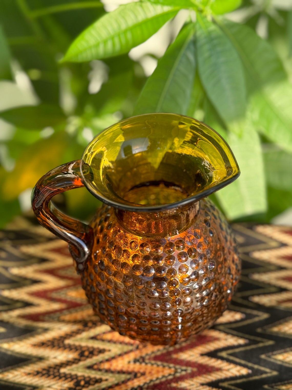 Rare Vtg 60s Clevenger Bros Handbown Amber Hobnob Glass | USA Glass ...