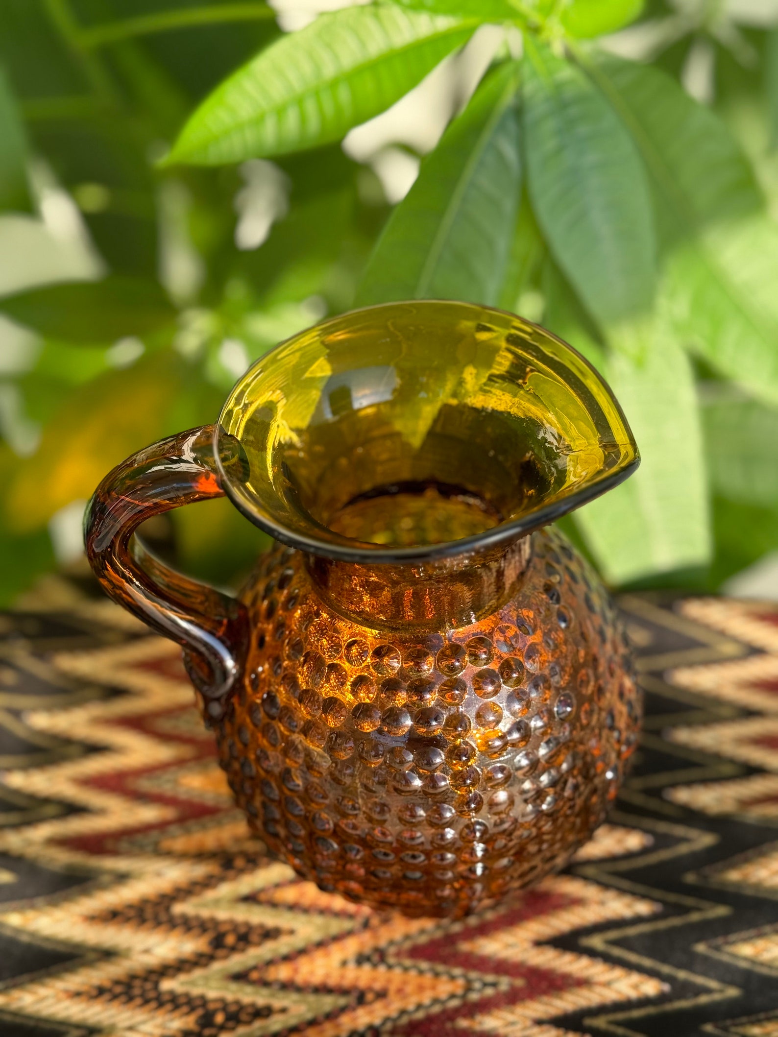 Rare Vtg 60s Clevenger Bros Handbown Amber Hobnob Glass | USA Glass ...