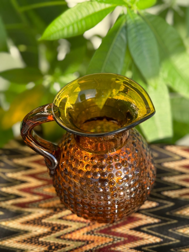 Rare Vtg 60s Clevenger Bros Handbown Amber Hobnob Glass | USA Glass ...