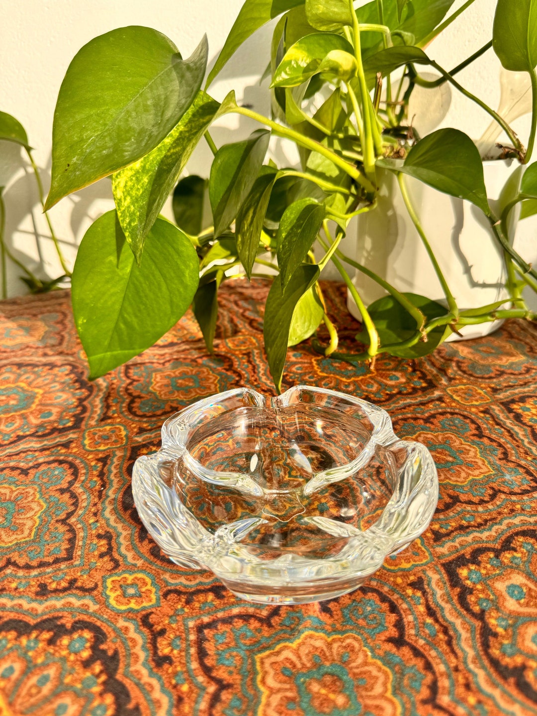 Vintage Daum Crystal Ashtray: Mid Century Floral Star Design - Etsy