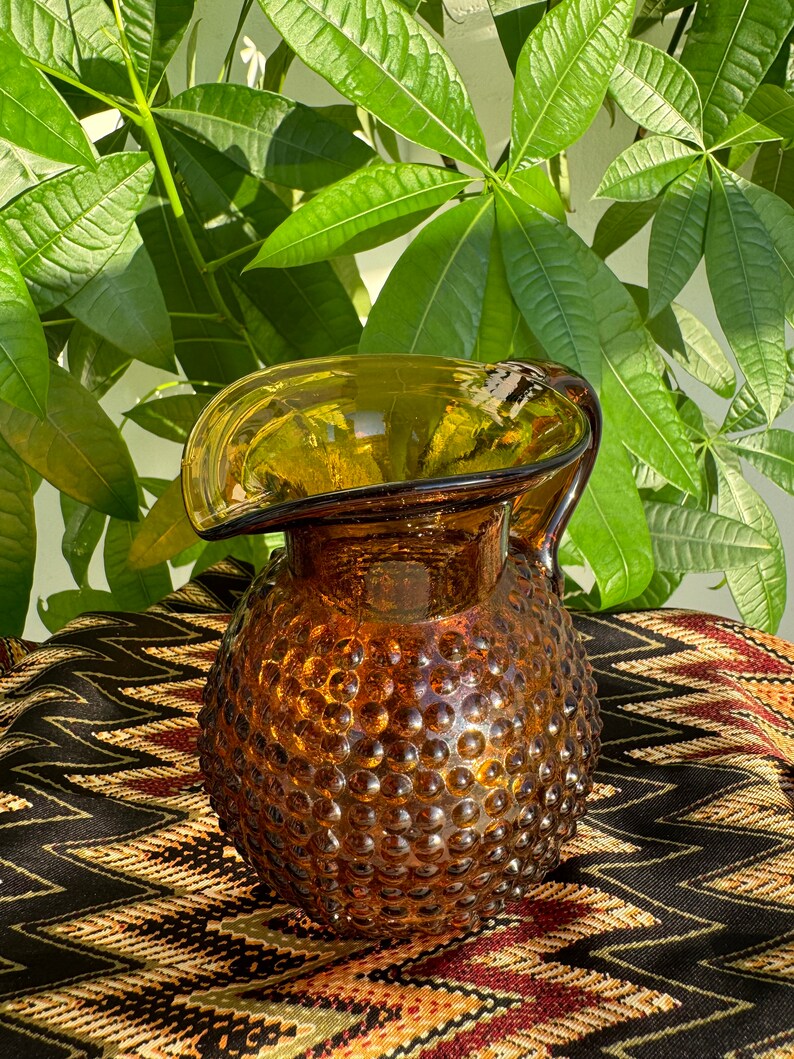 Rare Vtg 60s Clevenger Bros Handbown Amber Hobnob Glass | USA Glass ...