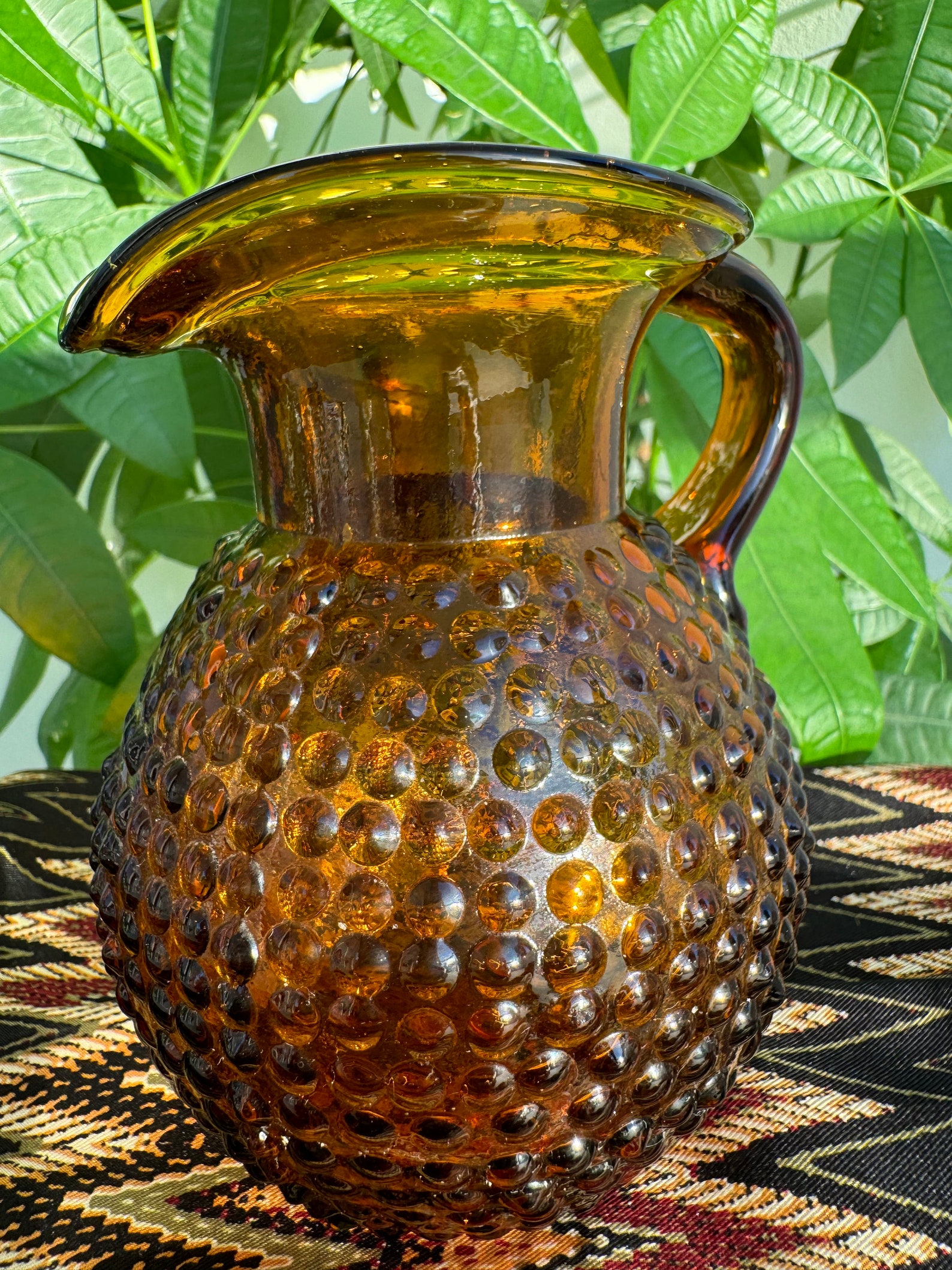 Rare Vtg 60s Clevenger Bros Handbown Amber Hobnob Glass | USA Glass ...
