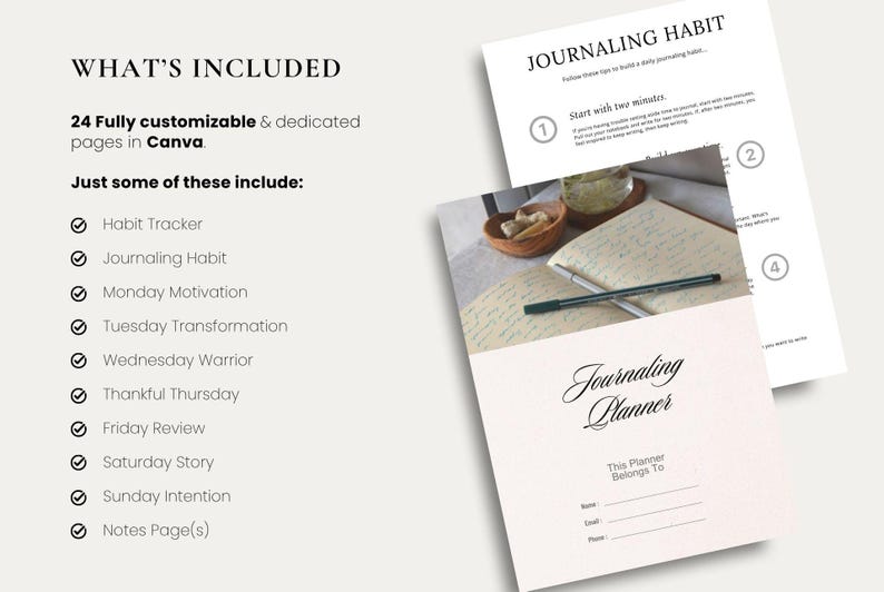 Guided Journal Canva Template | Self Reflection | Wellness | Gratitude ...