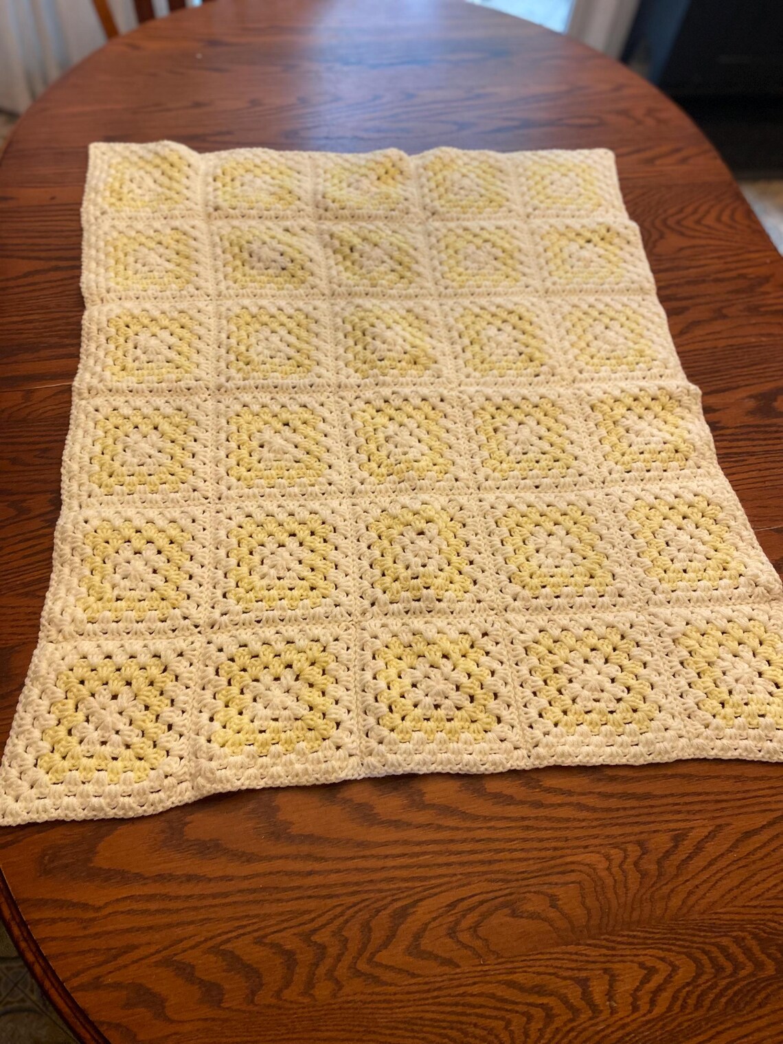Yellow and White Granny Square Afghan and Lap Blanket - Etsy