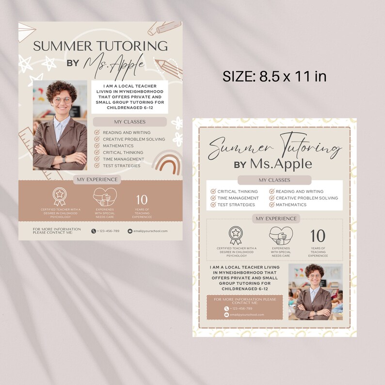 Tutoring Flyer, Editable Canva Template, Tutoring Services Template ...