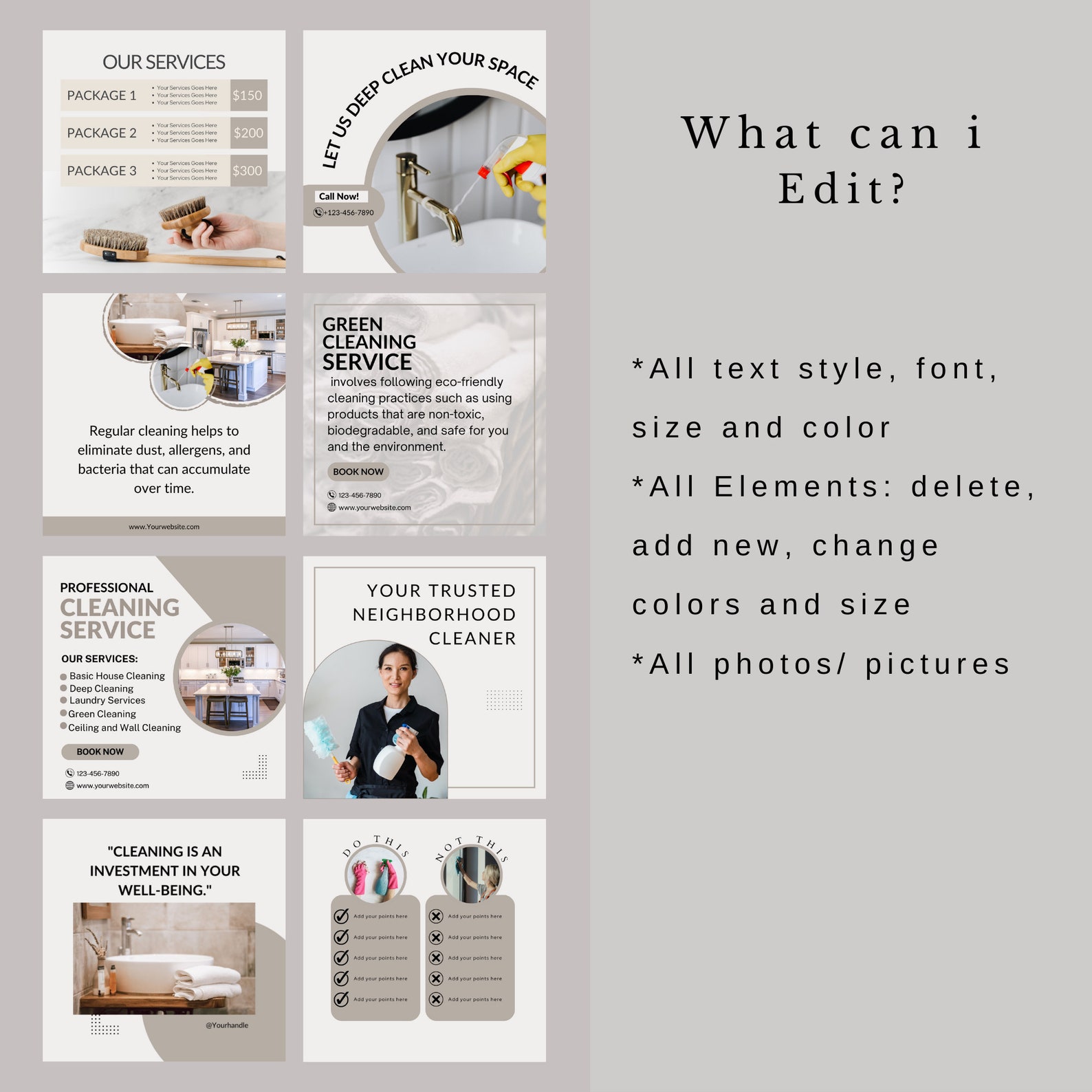 Cleaning Business Instagram Post Template, Editable Social Media Posts ...