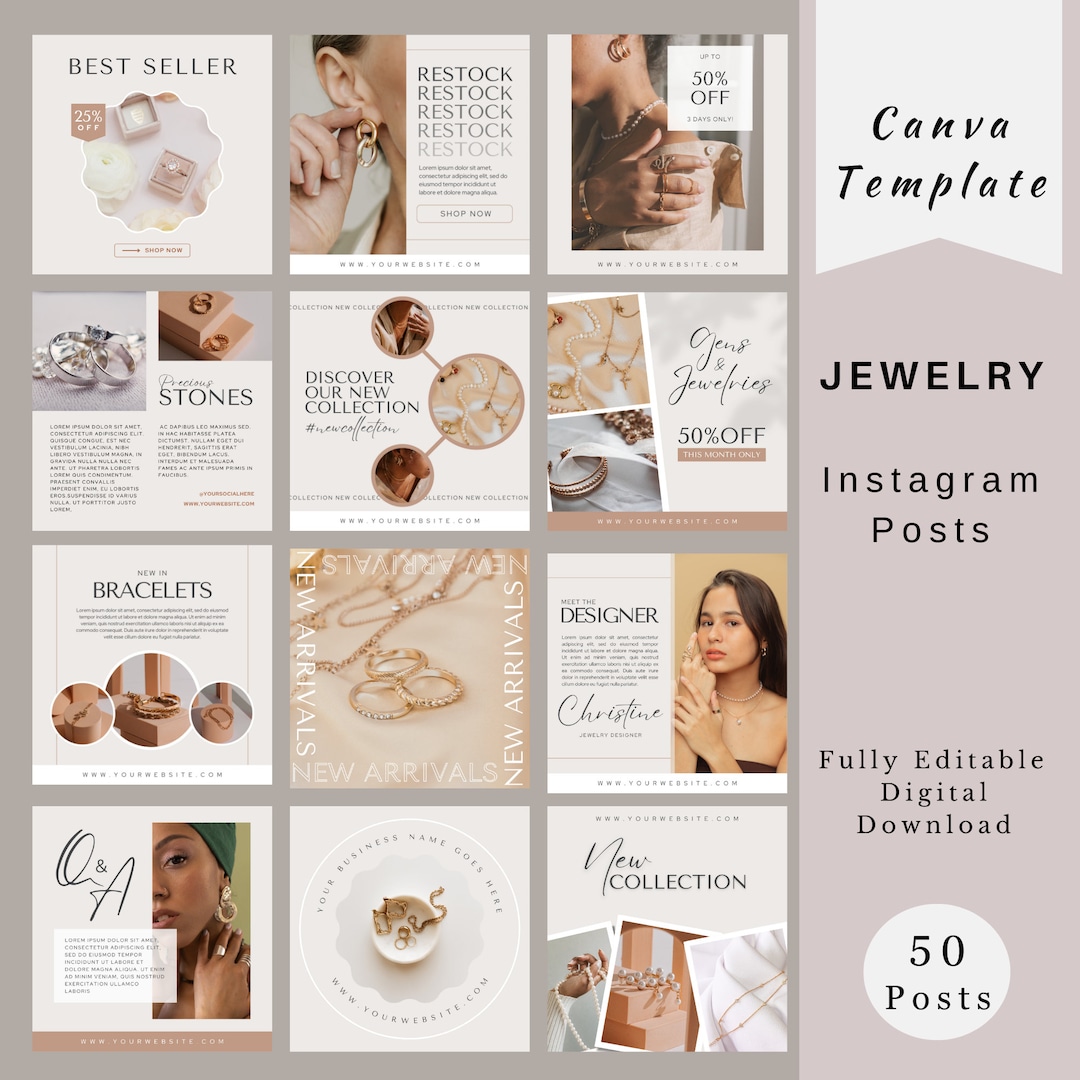 Jewelry Instagram Posts Template, Jewelry Social Media Template ...