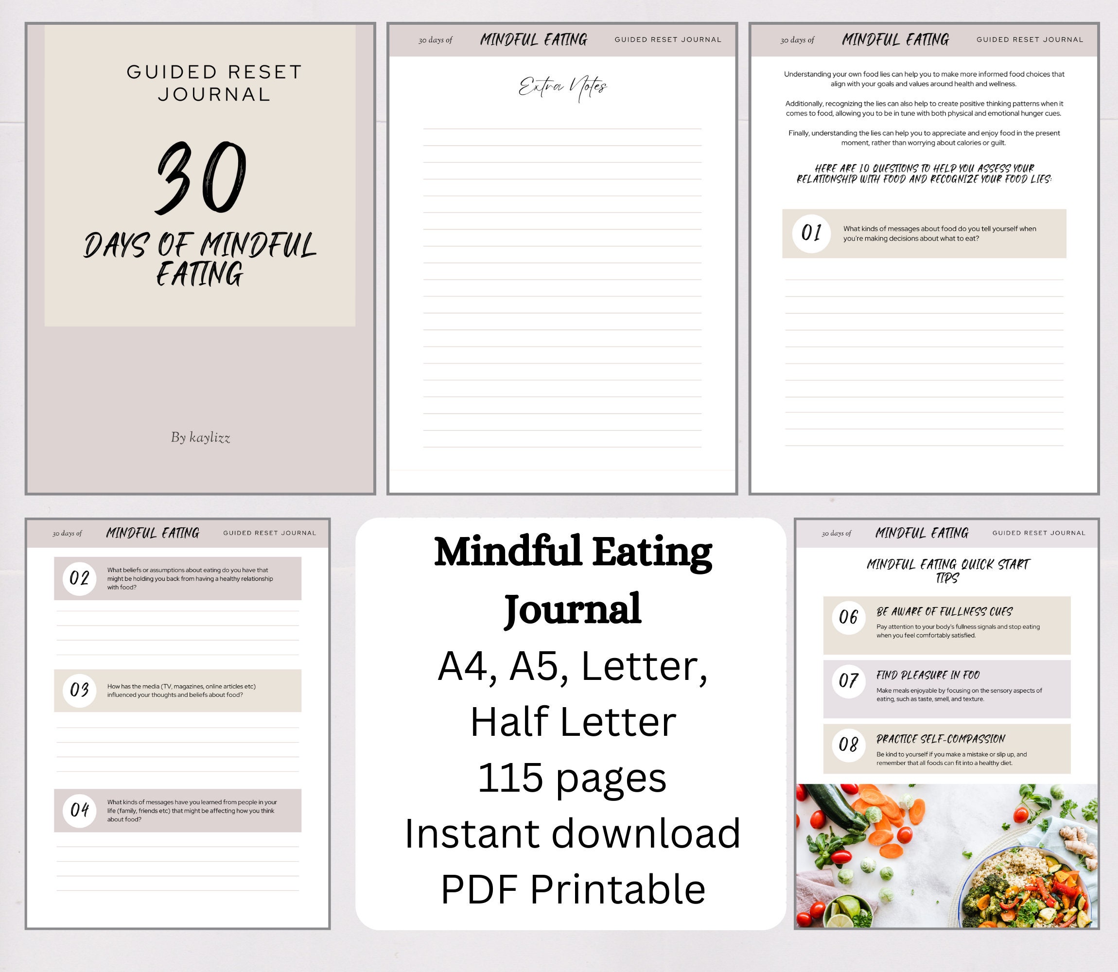 Mindful Eating Journal Stop Emotional Eating Binge Eating - Etsy