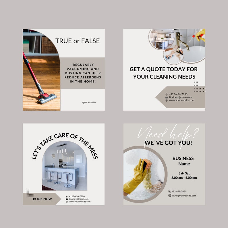 Cleaning Business Instagram Post Template, Editable Social Media Posts ...
